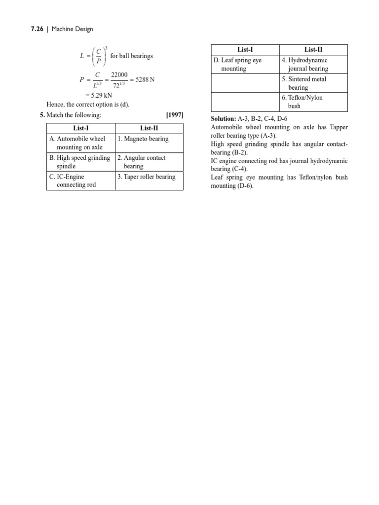 List-I List-II: Machine Design | PDF
