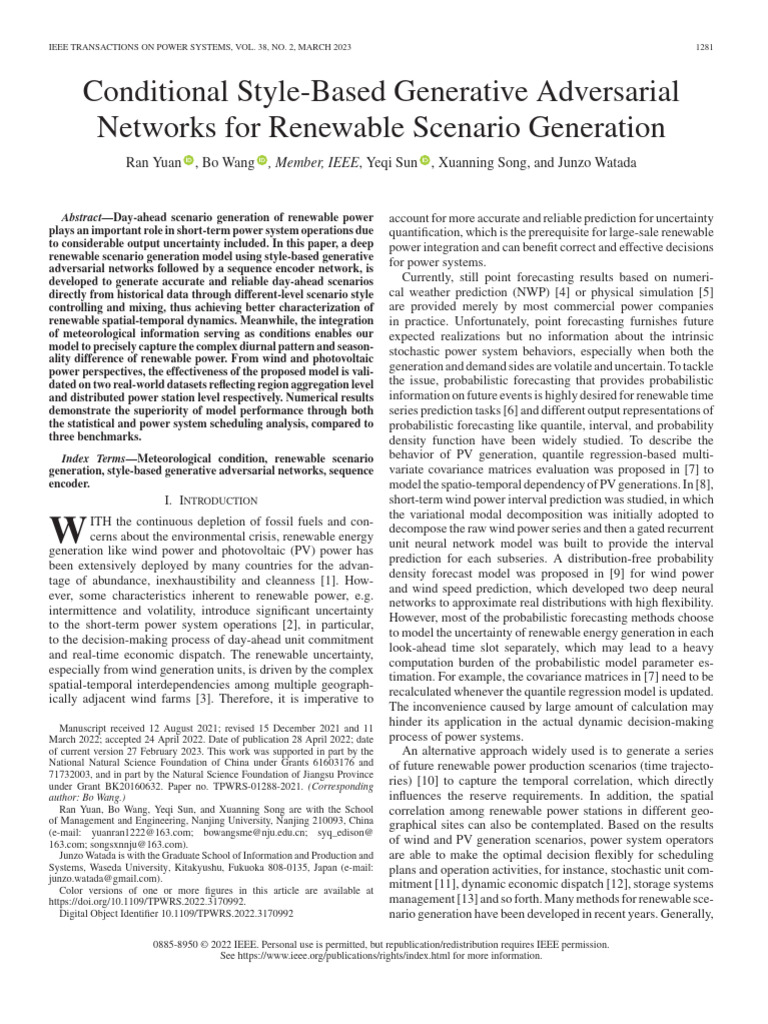 Conditional Style-Based Generative Adversarial Networks For Renewable Scenario Generation | PDF
