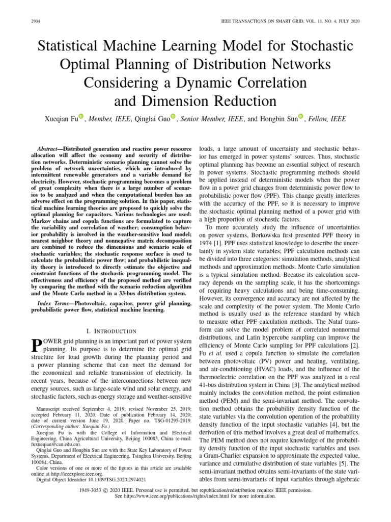 Statistical Machine Learning Model For Stochastic Optimal Planning of ...