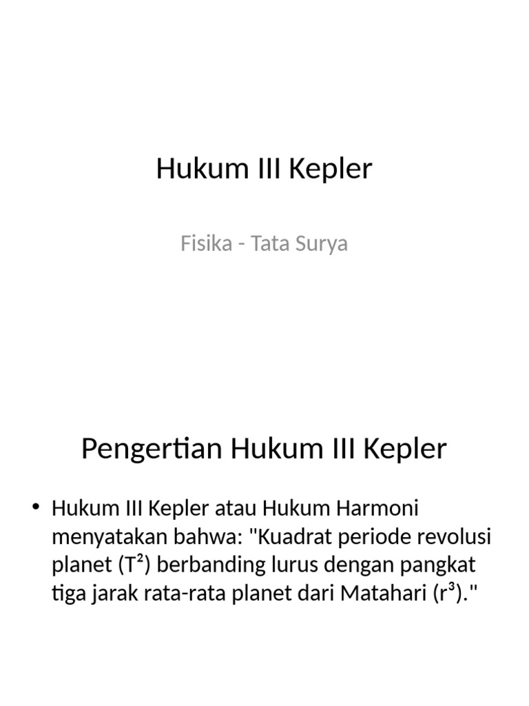 Hukum III Kepler Presentation | PDF