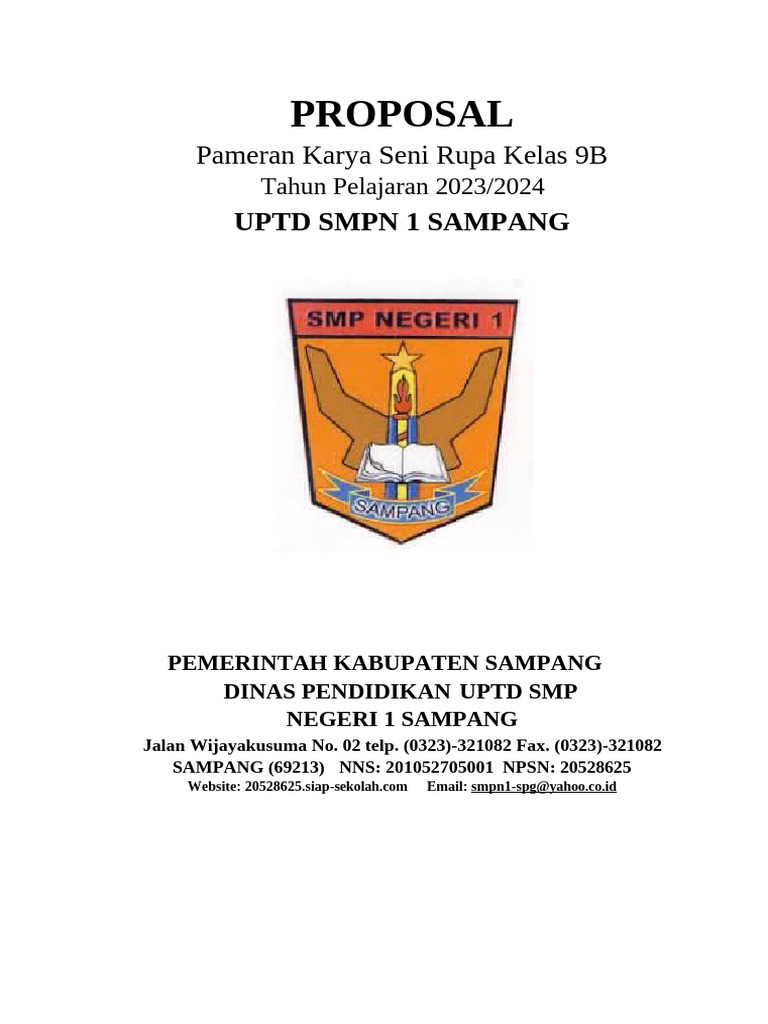 Proposal: Pameran Karya Seni Rupa Kelas 9B | PDF