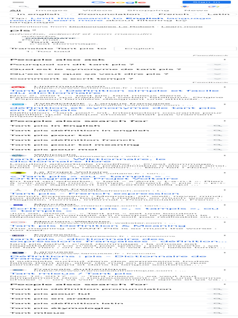 Tant Pis Définition - Google Search | PDF