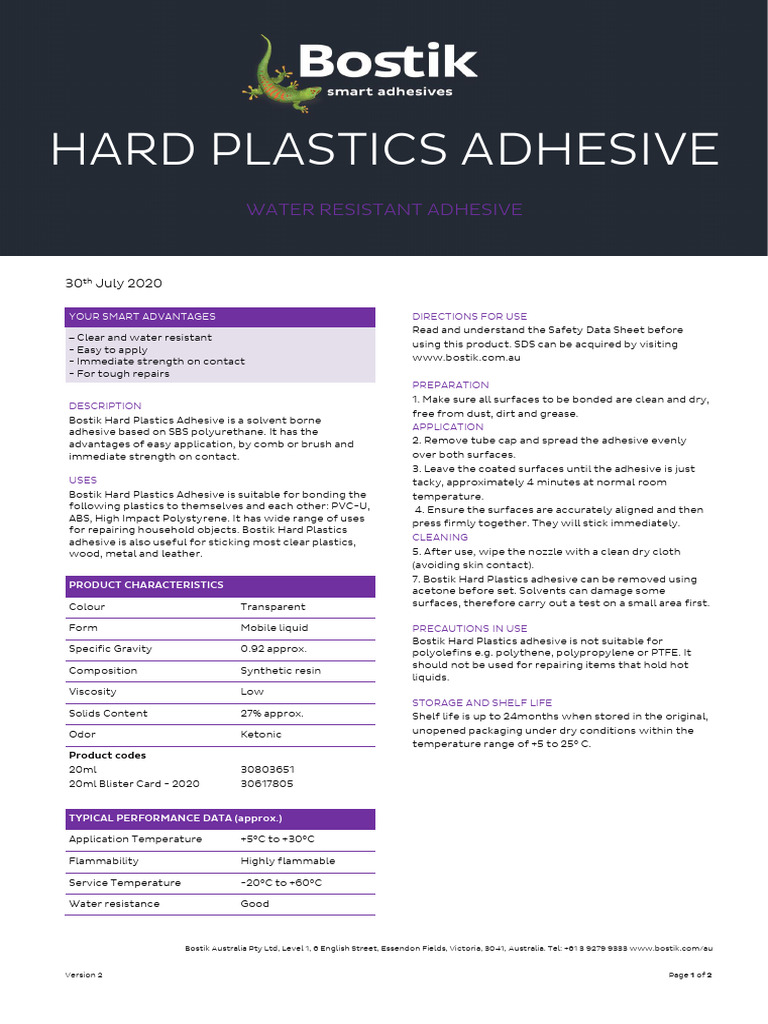 Bostik DIY Malaysia Repair Assembly Hard Plastic Adhesive Technical ...