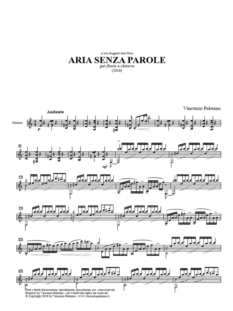 Aria Senza Parole - Parte Chitarra | PDF