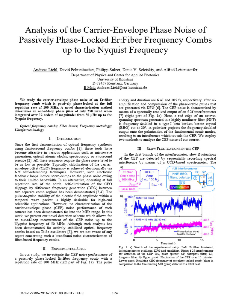 Analysis of The Carrier-Envelope Phase Noise of Passively Phase-Locked ...