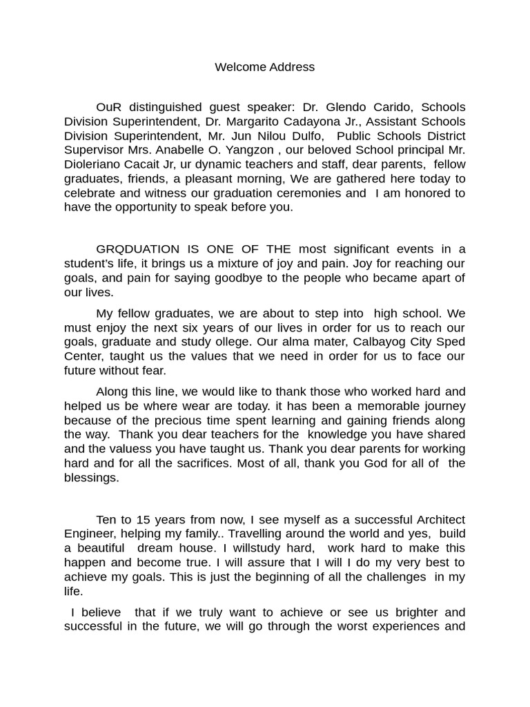 Welcome Address | PDF