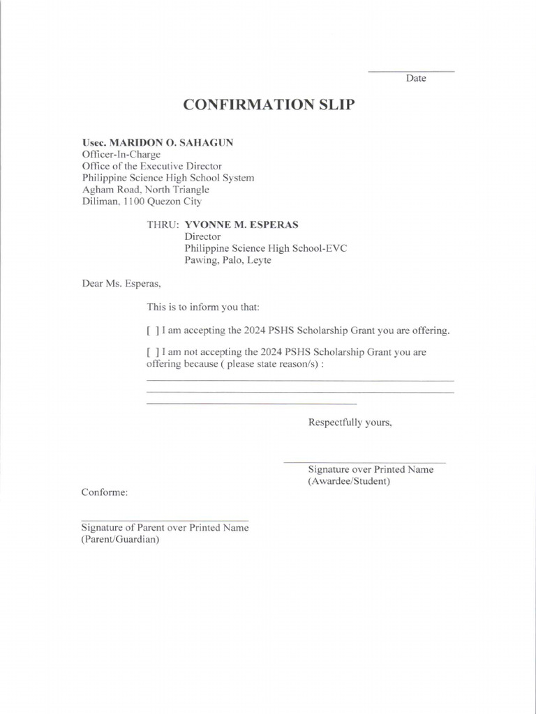 Confirmation Slip | PDF