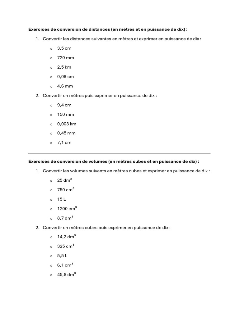 Exercices de Conversion_eleve | PDF