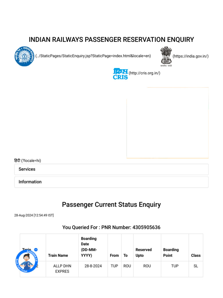 Welcome To Indian Railway Passenger Reservation Enquiry | PDF