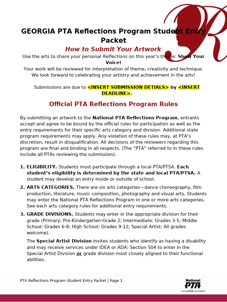 GA PTSA Entry Packet | PDF | Digital Image | Image