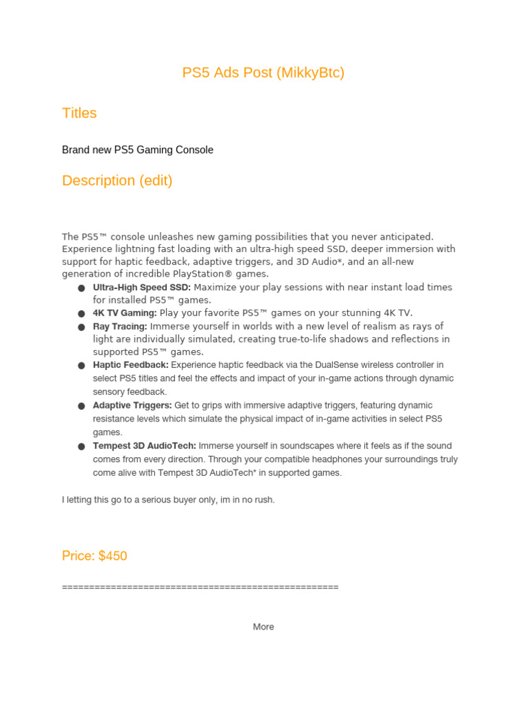 PS5 Ad Post | PDF