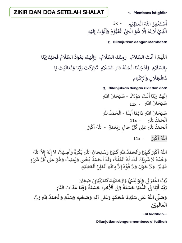 Zikir Shalat-1 Salinan | PDF