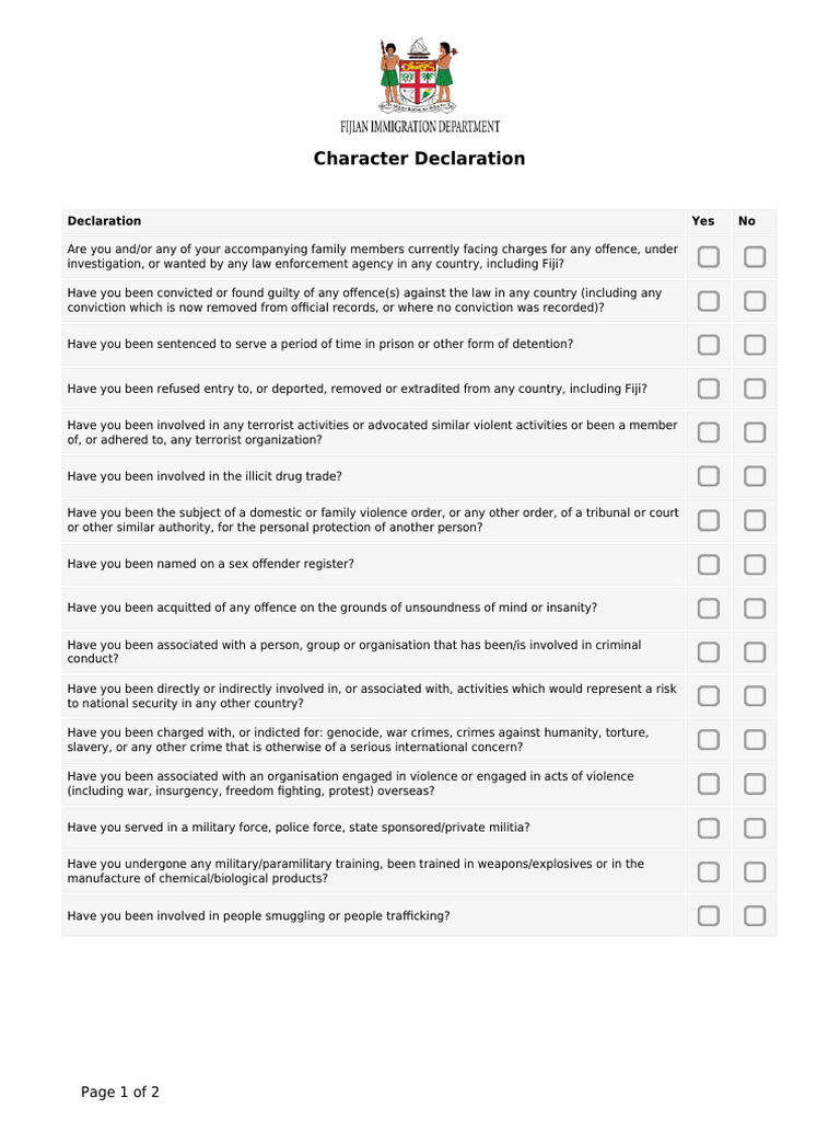 Character Declaration | PDF