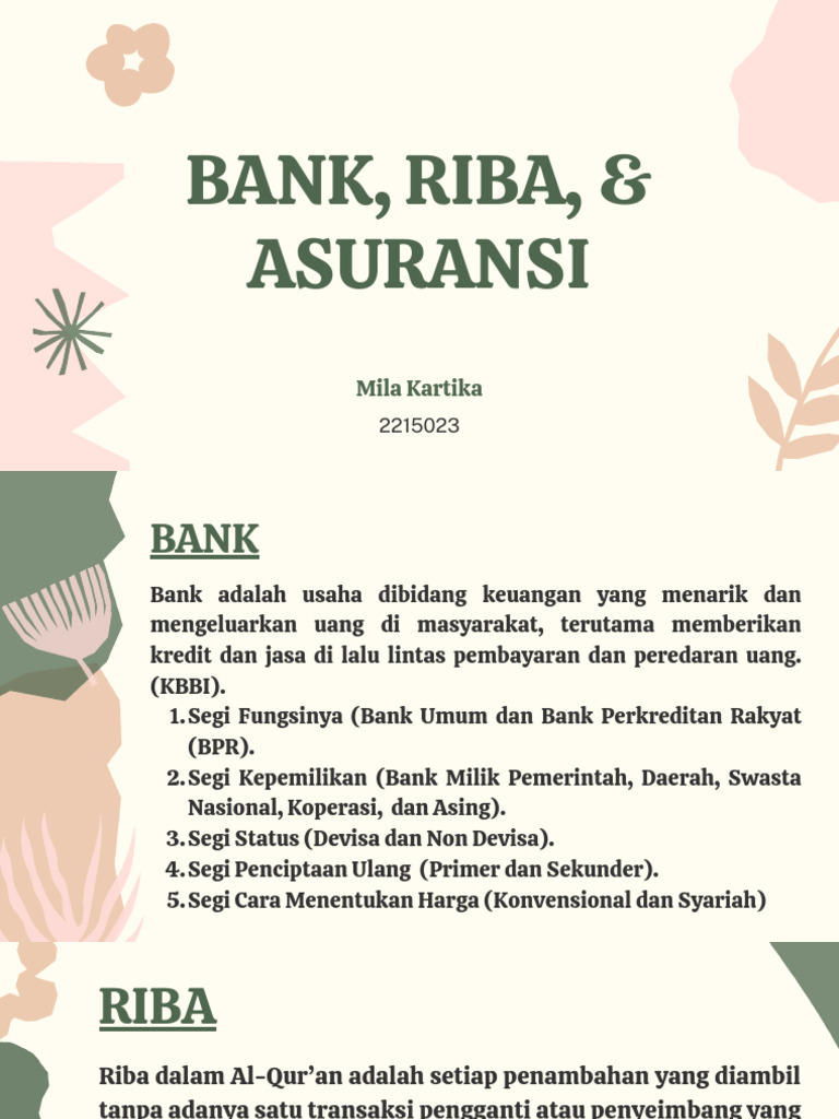 Bank, Riba, & Asuransi | PDF