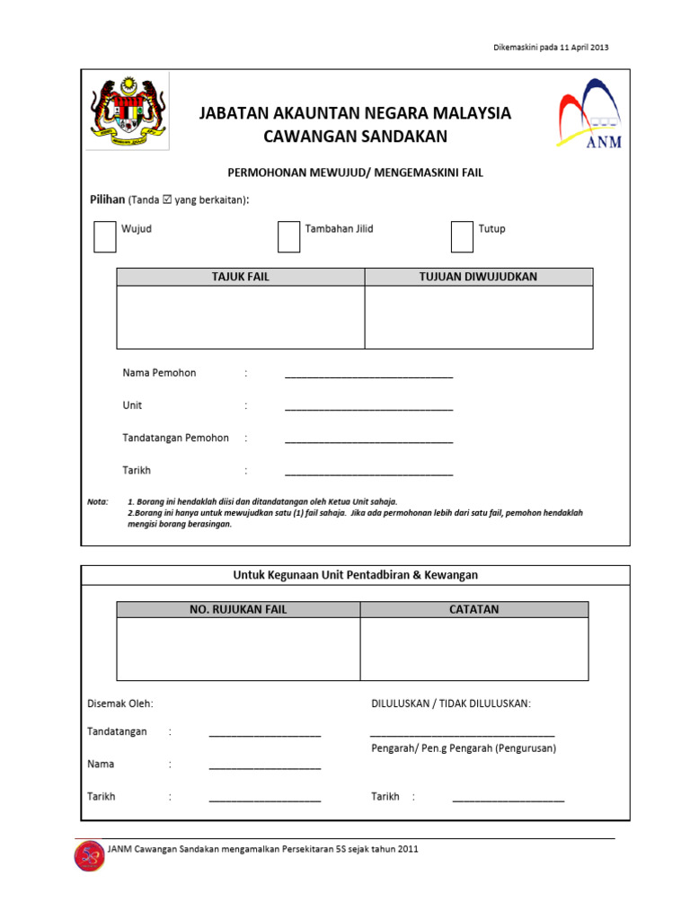 Borang Mewujudkan Fail Baru 2 | PDF