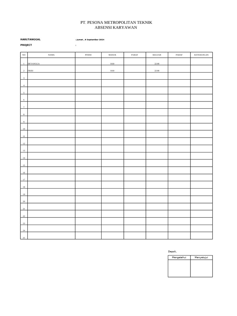 Absensi Project Daily | PDF