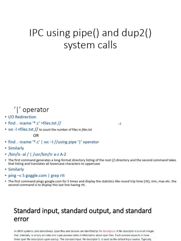 IPC Using Pipe and Dup2 System Calls | PDF