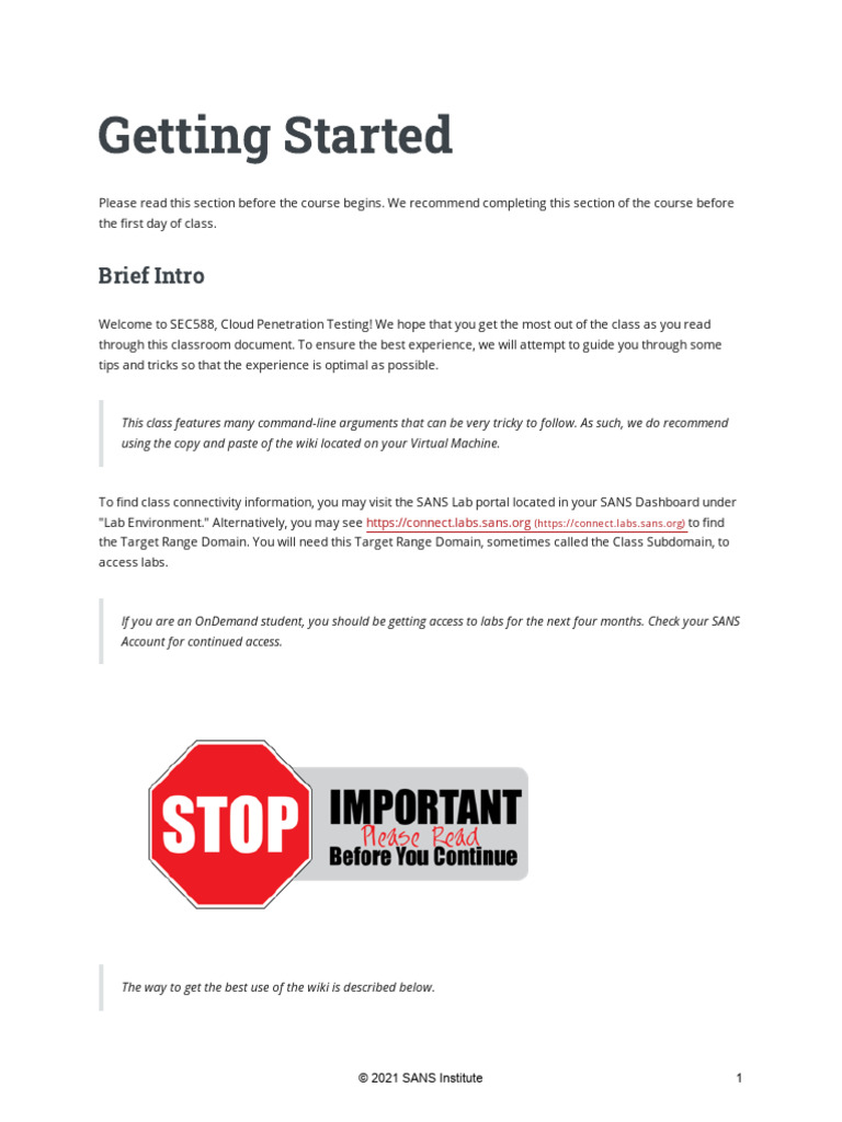 Lab Setup Instructions SEC588 v05 | PDF