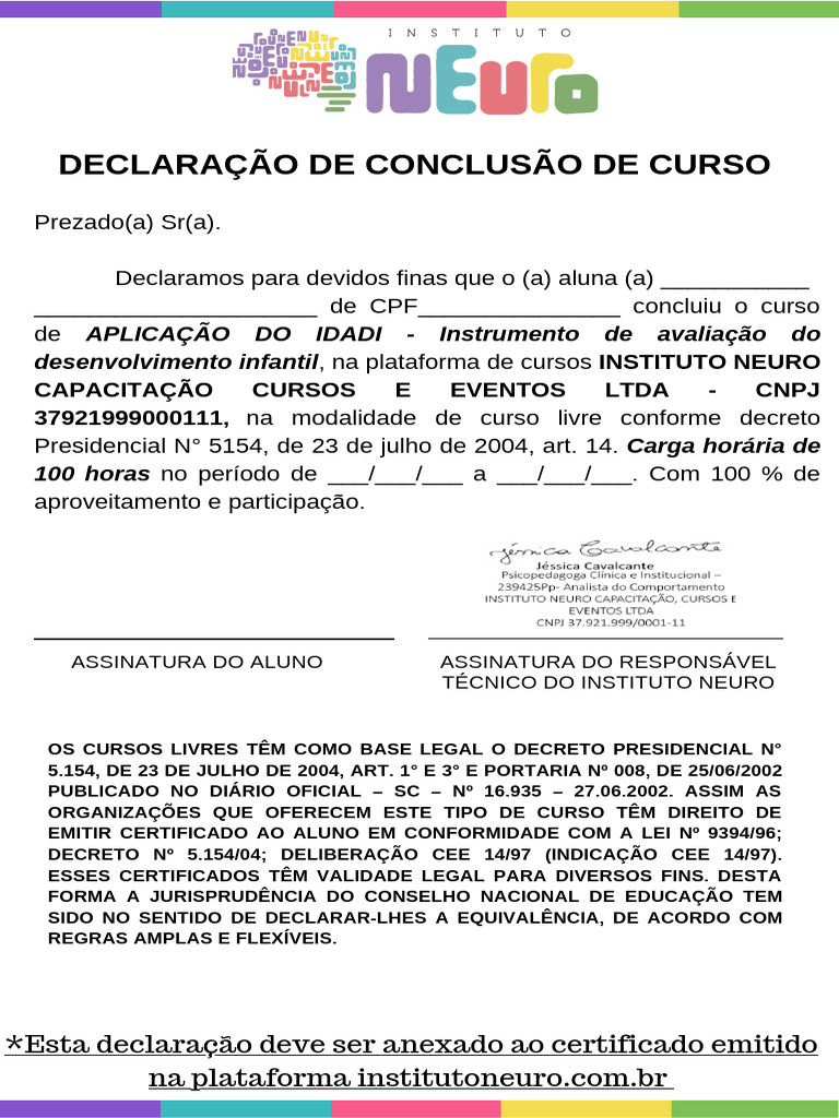 APLICACAO DO IDADI - Instru | PDF