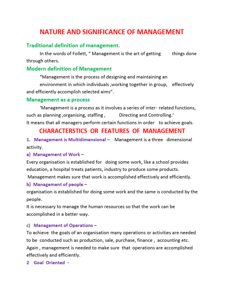 Nature & Significance of Management | PDF