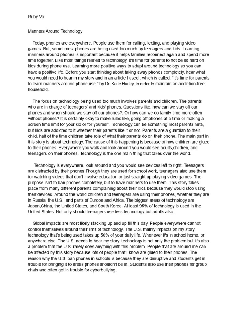 Manners Around Technology 2 | PDF