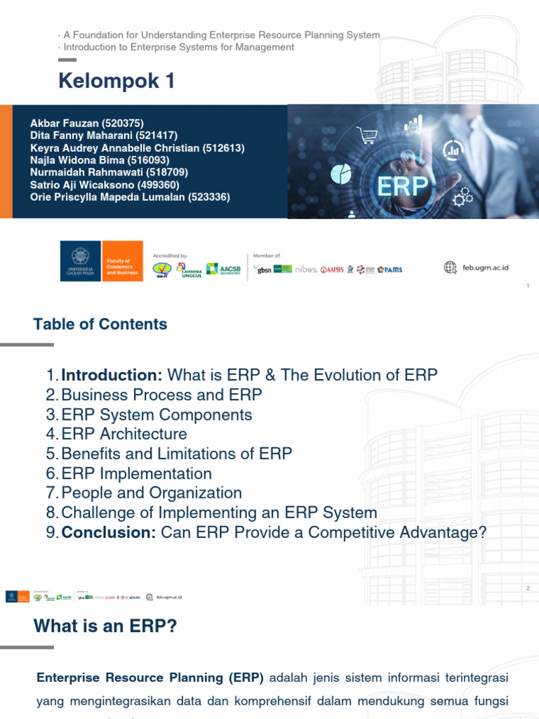 Ppt Kelompok 1 Introduction To Erp Pdf