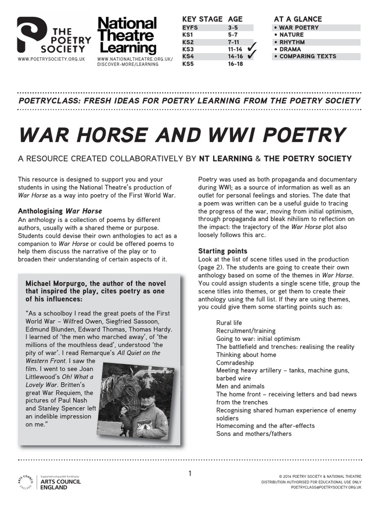 War Horse Poetry Learning Resource | PDF | Poetry | Poetry