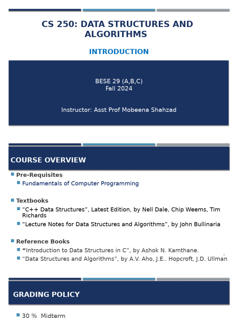 Lecture 1 - Introduction To Data Structures | PDF