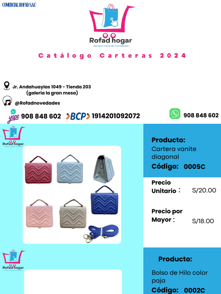 Catalogo de Carteras y Bolsos Rofad Hogar 2024 | PDF