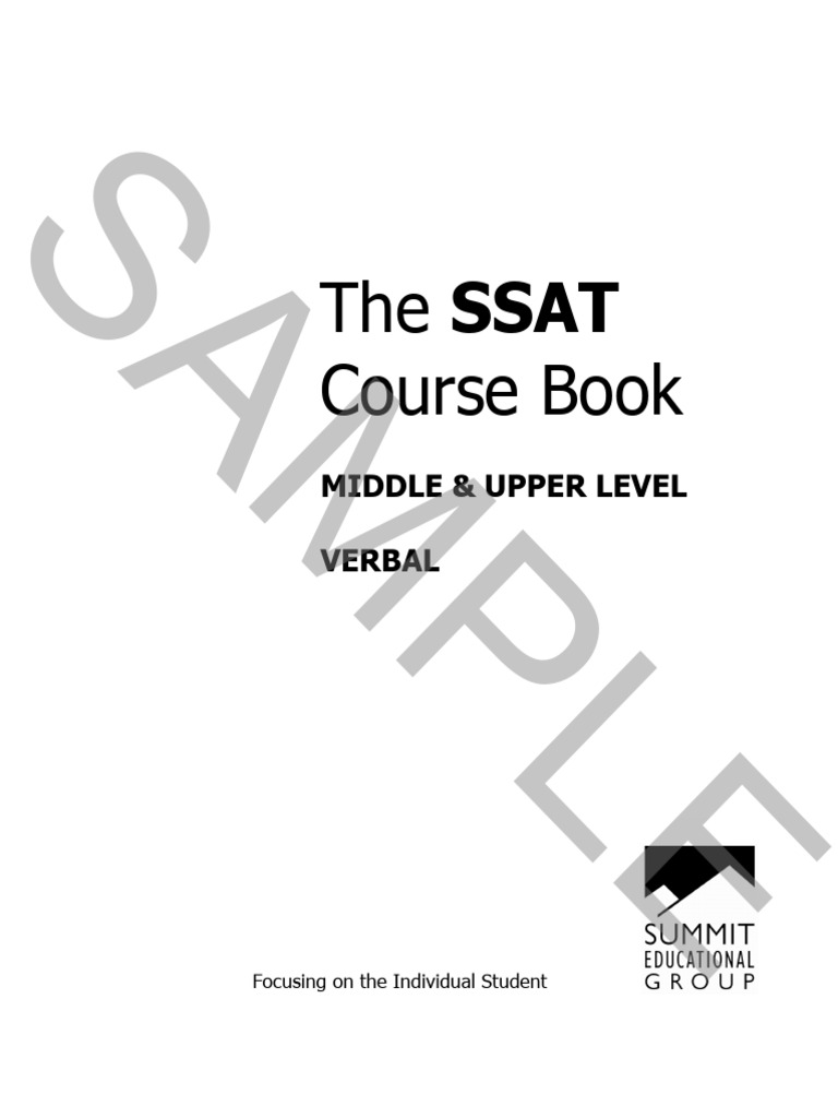 Sample Pages Summit Ssat Verbal Student Edition | PDF