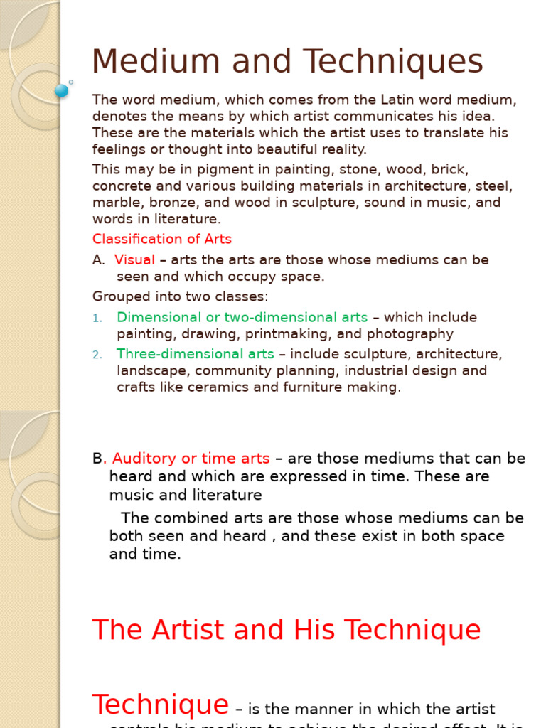 Mediums and Techniques | PDF