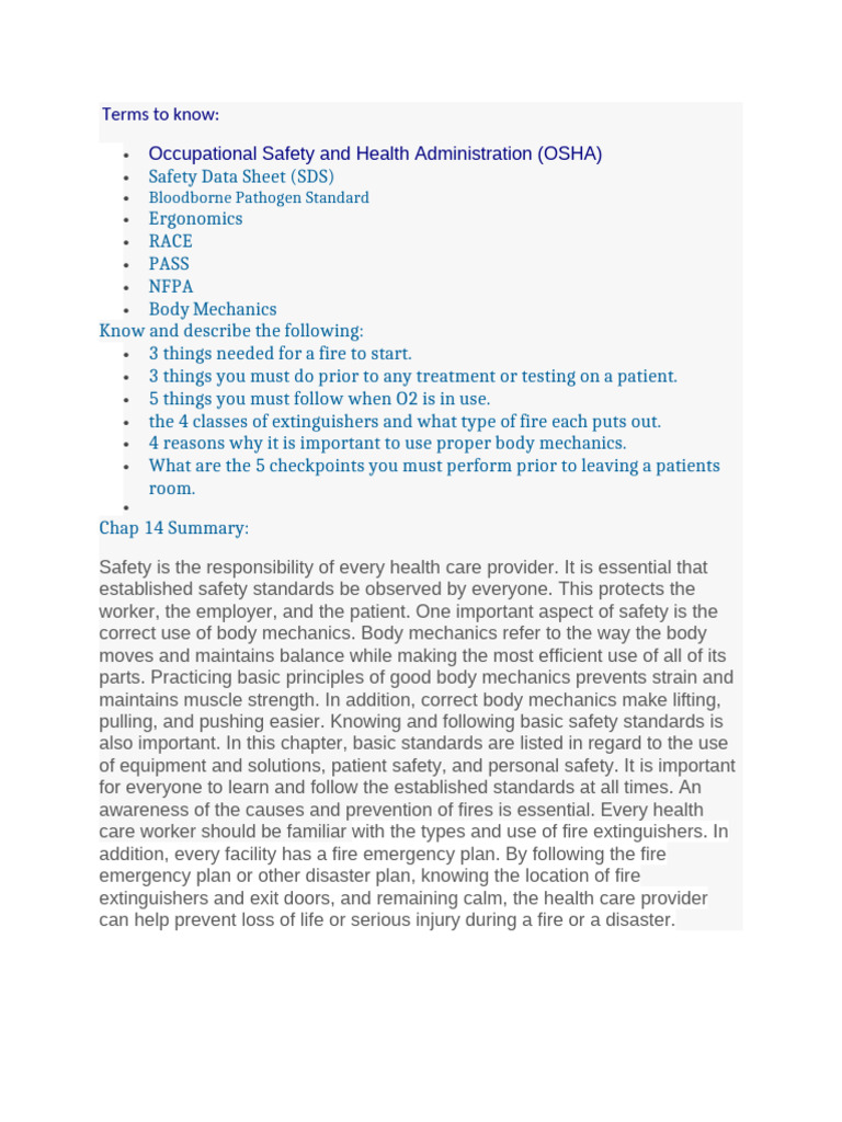 Chap 14 Health Occ Study Guide | PDF