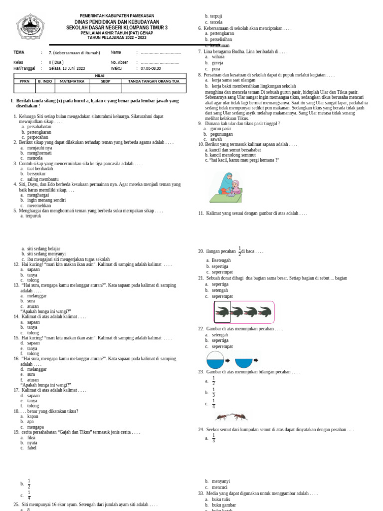 Soal Pat Kls2 Tema7 | PDF