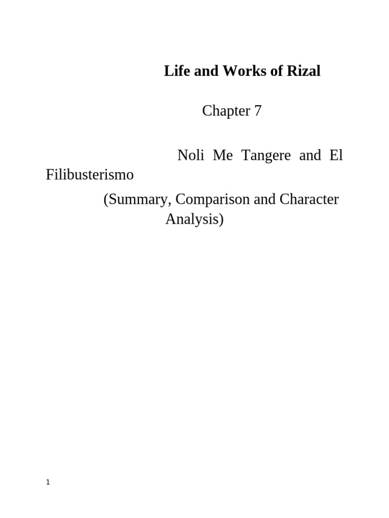Life and Works of Rizal Chapter 7 Noli Me Tangere El Filibusterismo ...