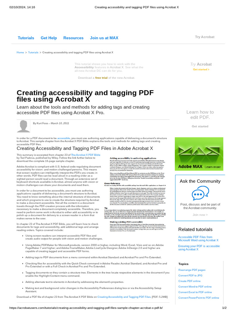 Creating Accessibility and Tagging PDF Files Using Acrobat X | PDF
