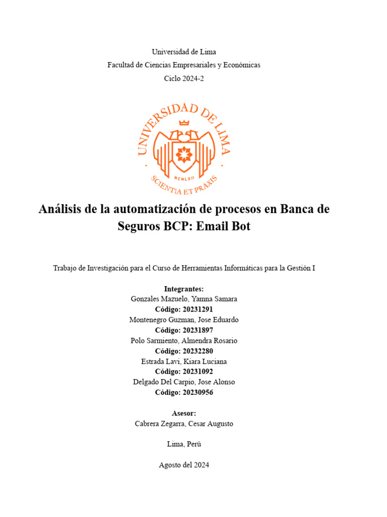 Automatización de Procesos en Banca de Seguros BCP - Email Bot | PDF