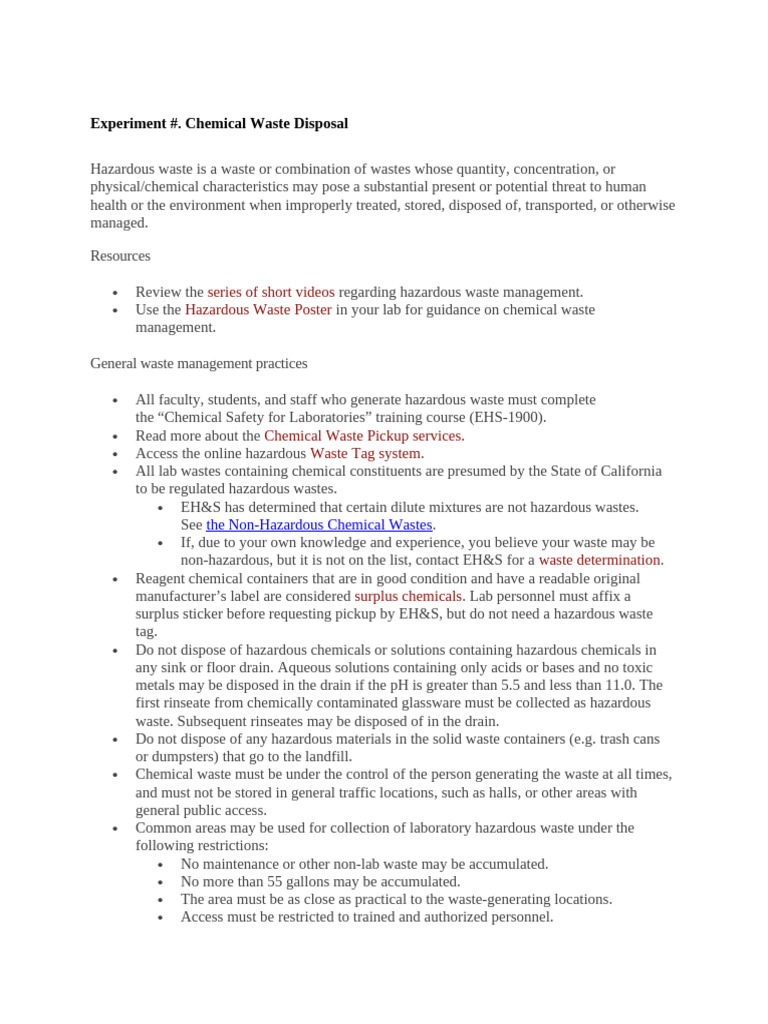 Disposal of Chemical Waste | PDF