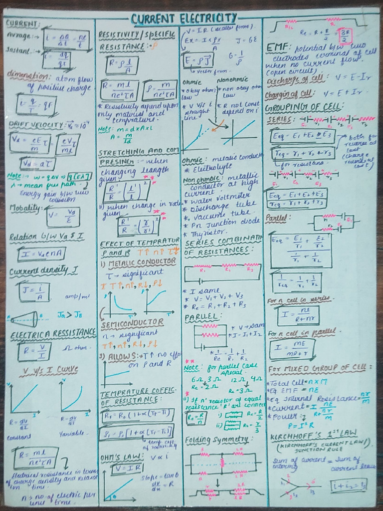 Current Electricity Short Notes | PDF | Building Engineering | Physical ...