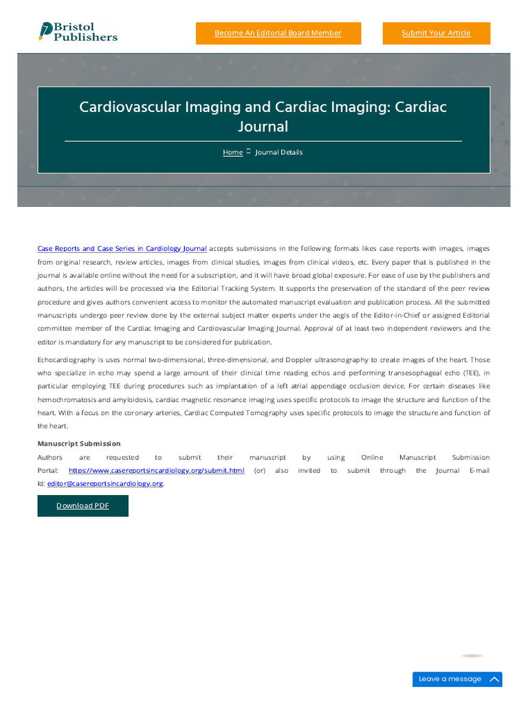 Cardiovascular Imaging and Cardiac Imaging Cardiac Journal | PDF ...
