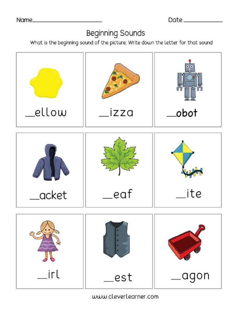 Theme Beginning Letter Sounds Preschool Worksheets 09m | PDF