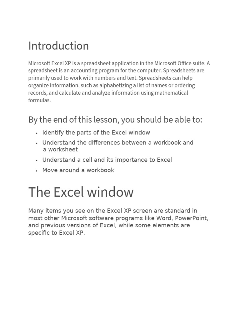 Microsoft excel parts | PDF