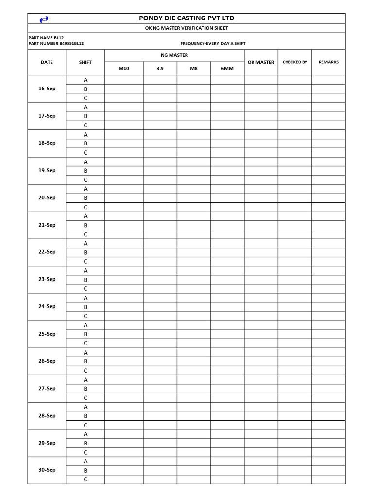NG Master Verification Sheet | PDF