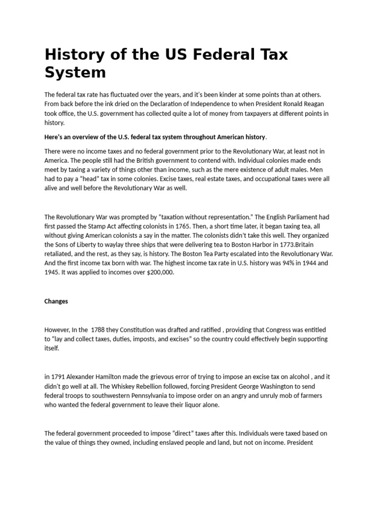 Here's An Overview of The U.S. Federal Tax System Throughout American ...