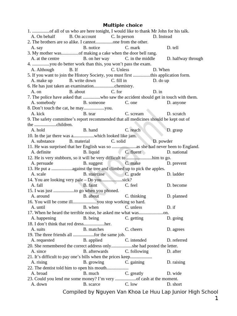 Multiple Choice | PDF