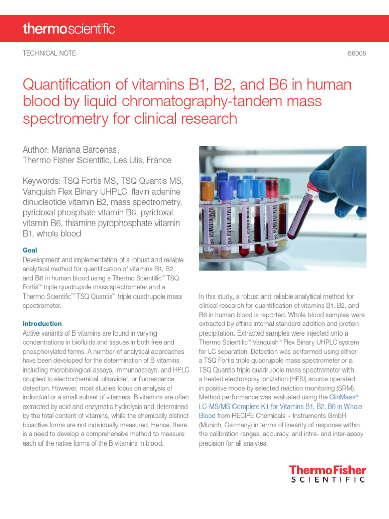 Vitamins B1, B2, and B6 in Human | PDF