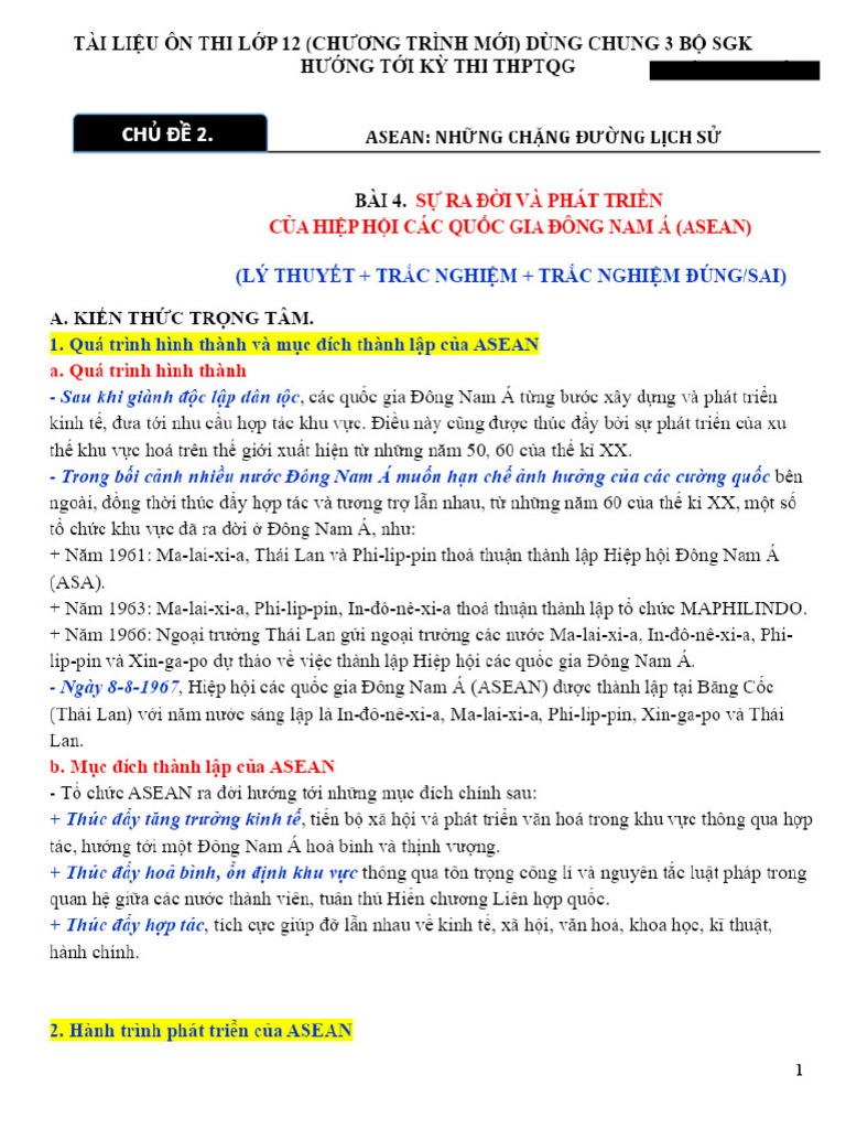 ls12 Bai 4 Su Ra Doi Va Phat Trien Cua Hiep Hoi Cac Quoc Gia Dong Nam A Aseandocx - 1600 - PDF ...