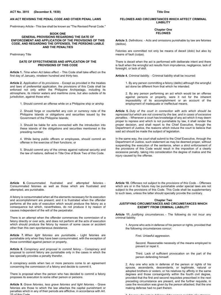 Revised Penal Code Overview | PDF | Aiding And Abetting | Crimes