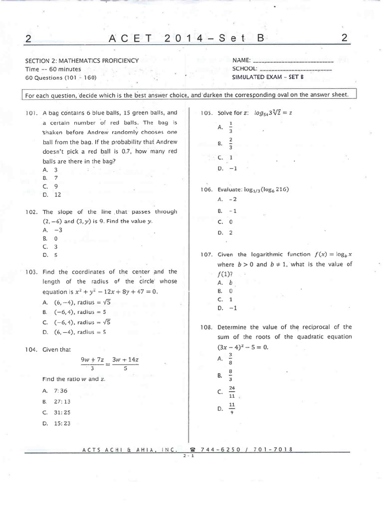 ACET Math | PDF