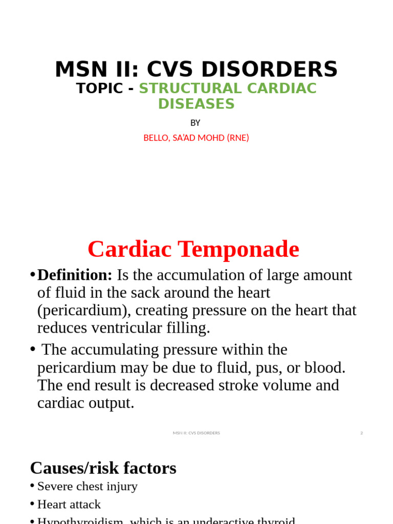 Cvs Disorders Lecture 5 | PDF