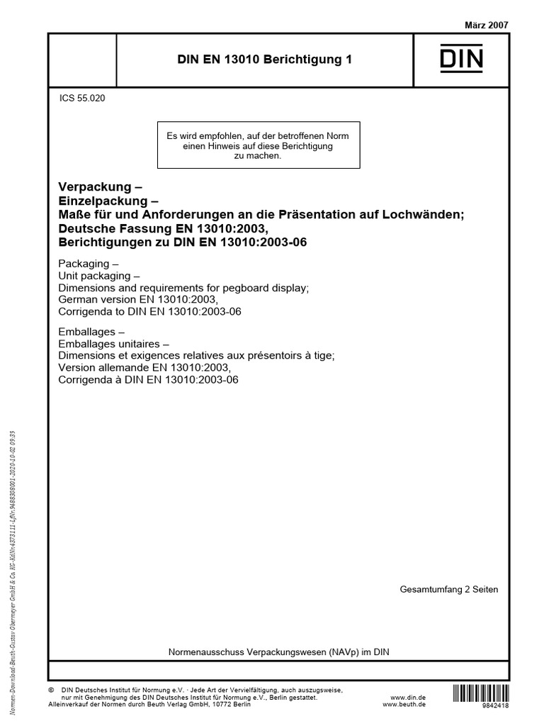 DIN13010 Berichtigung | PDF